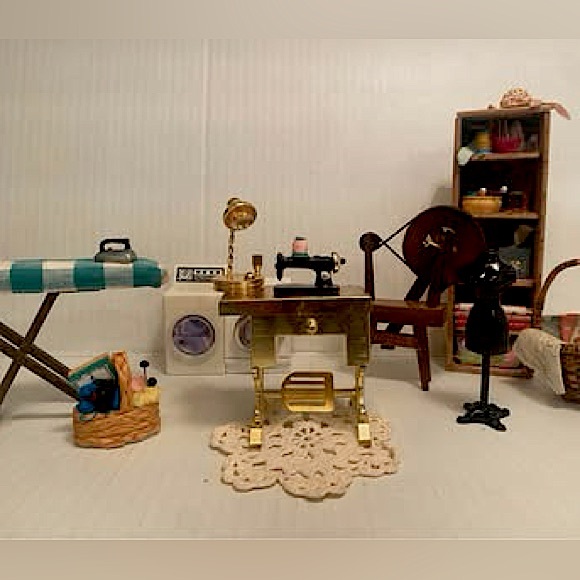 Vintage | Toys | Vintage Miniature Sewing Room Set Dollhouse Brass Cast ...